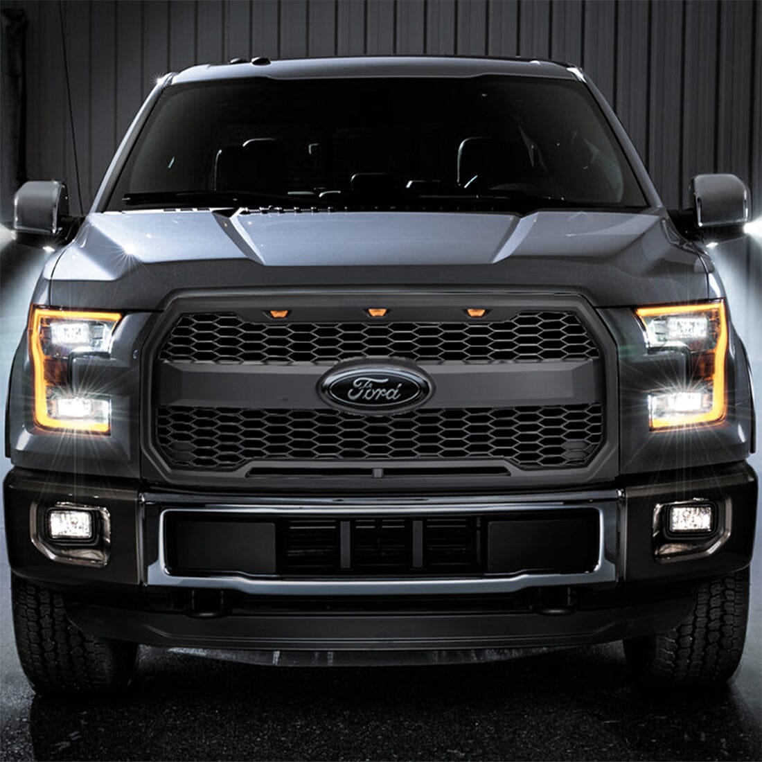 American Modified Raptor Style Mesh Grille W/Drl & Turn Signal Lights ...