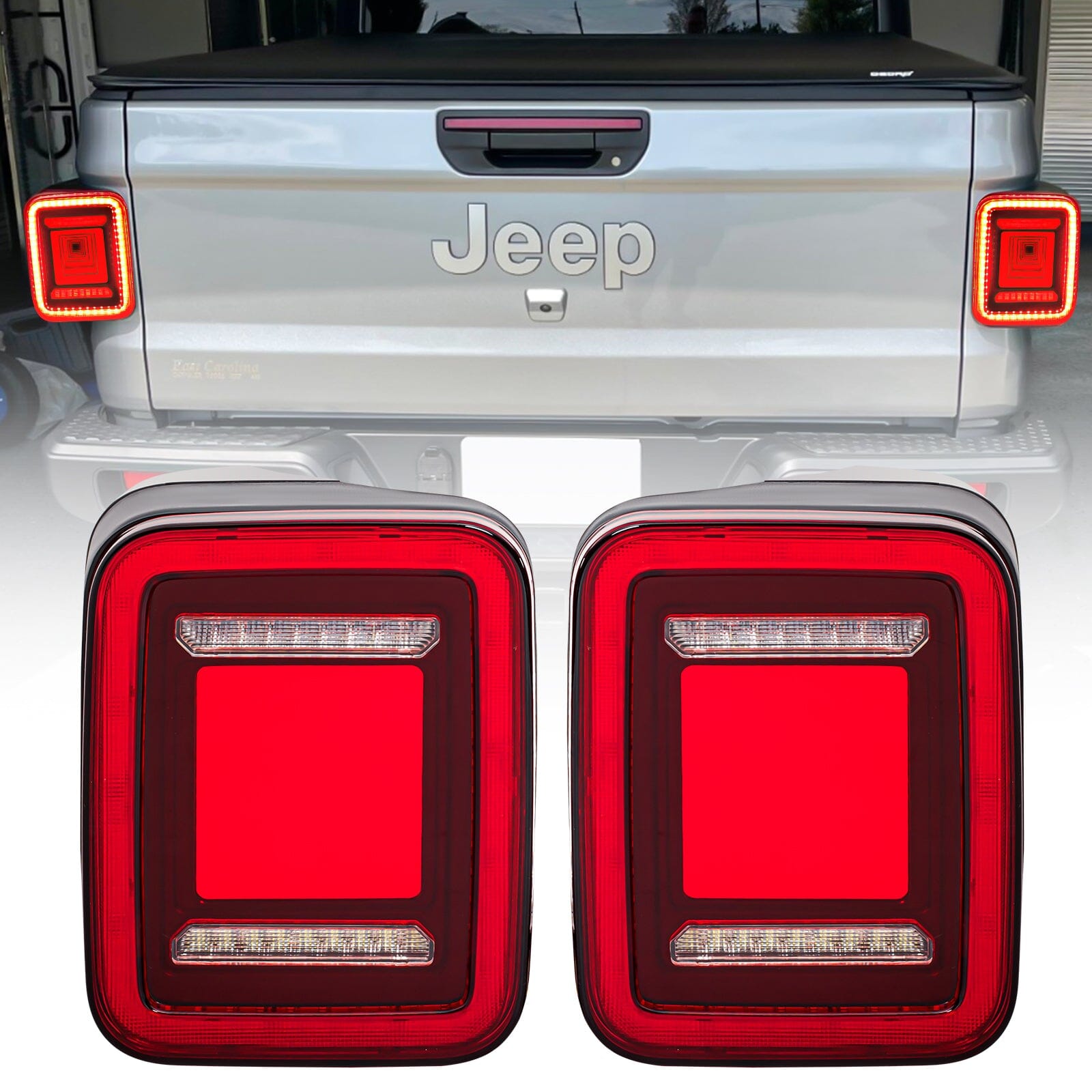 AMERICAN MODIFIED Red Lens Tunnel Tail Lights For 2020+ Jeep Gladiator ...