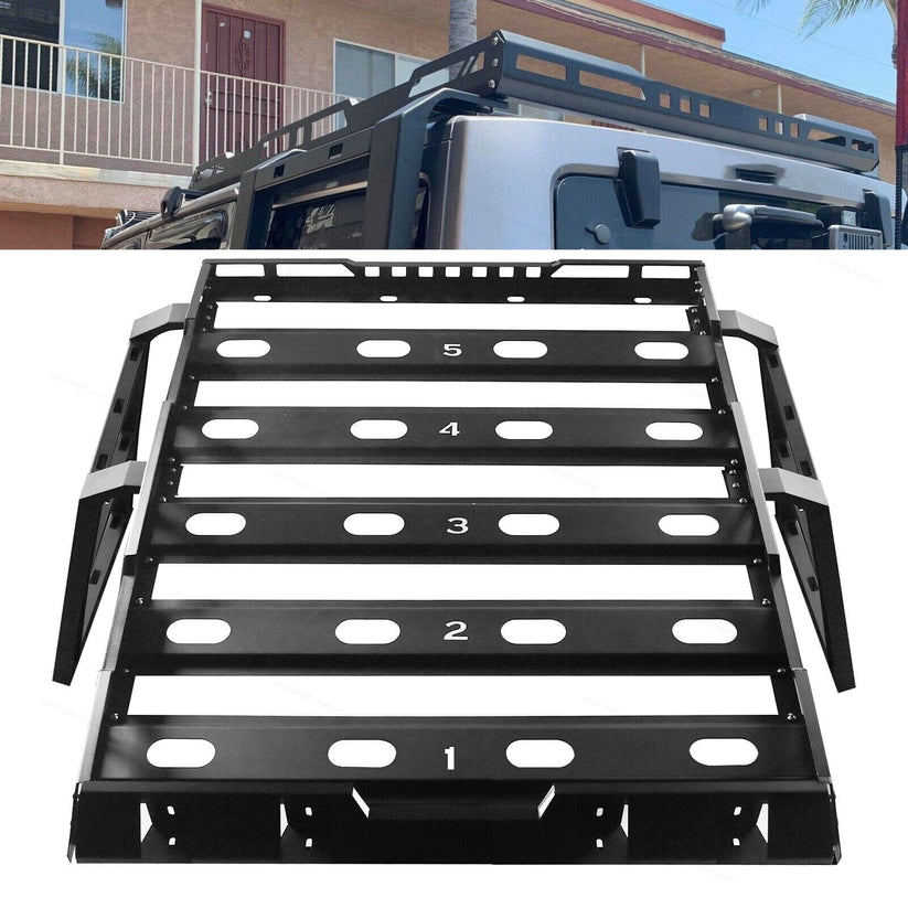 4DR Rear Roof Rack W/Double Ladders For Jeep Wrangler JK | AMOFFROAD ...