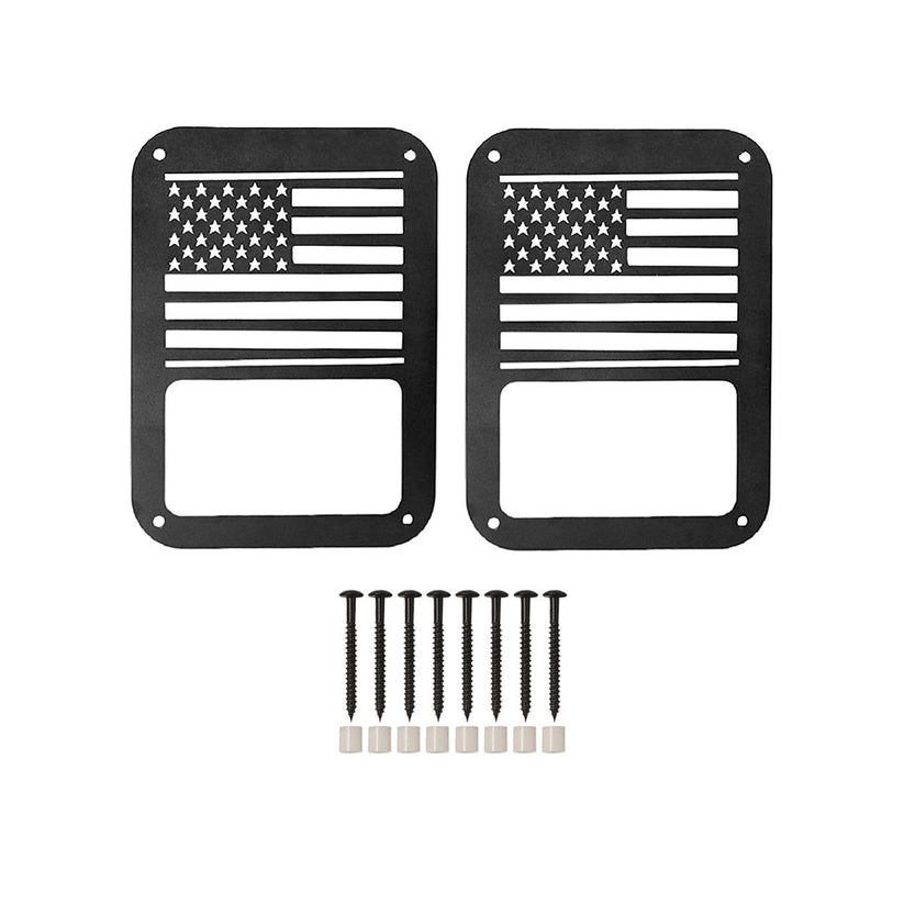 Jeep Wrangler JK Tail Light Guards US Flag | AMOffRoad | Free Shipping ...